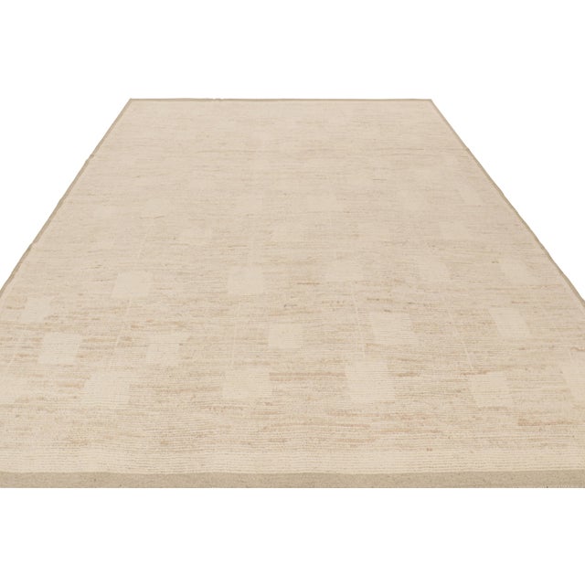 Rug & Kilim’s Modern Textural Rug in Beige and Cream With Ribbed ...
