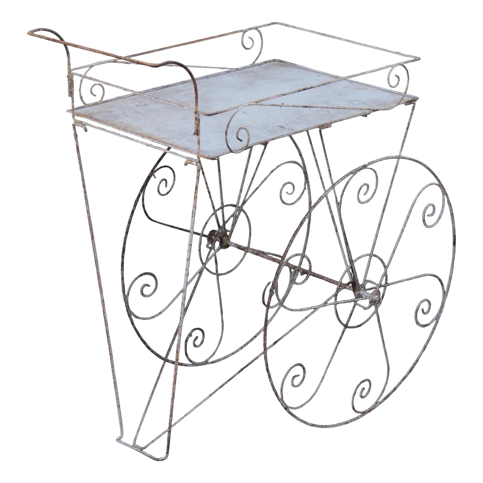 French Style Wrought Iron Outdoor Flower Cart | Chairish