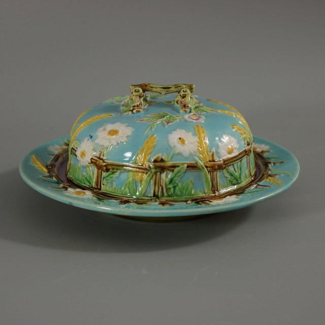 George Jones Majolica Muffin Dish and Cover | Chairish