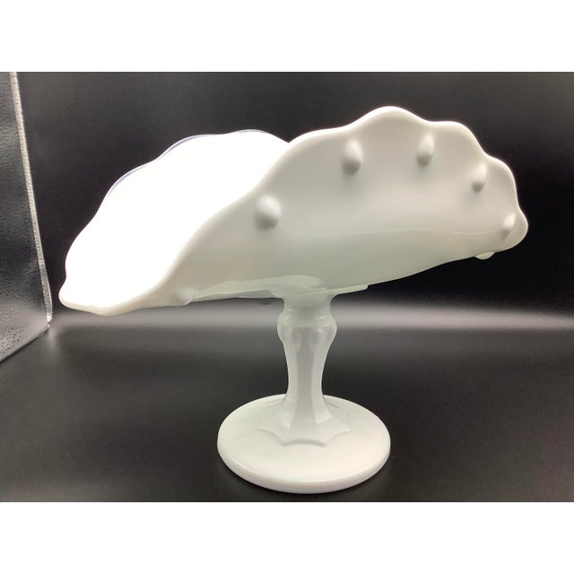 Antique Footed Milk Glass Folded Serving Platter | Chairish
