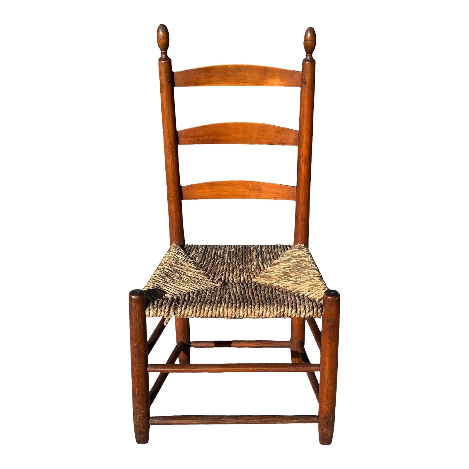 Antique 19th Century New England Ladderback Side Chair With Lemon Top ...