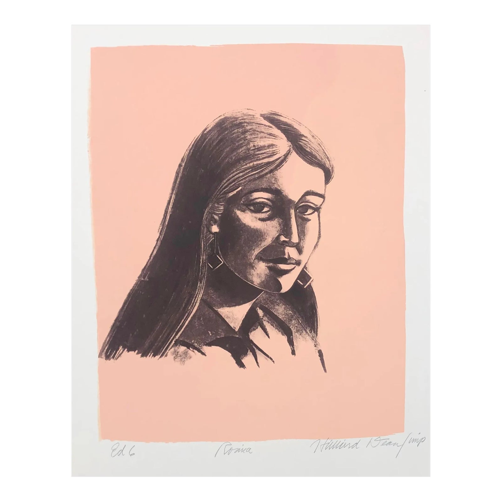 1971 Hilliard Dean Rosina Serigraph Portrait | Chairish