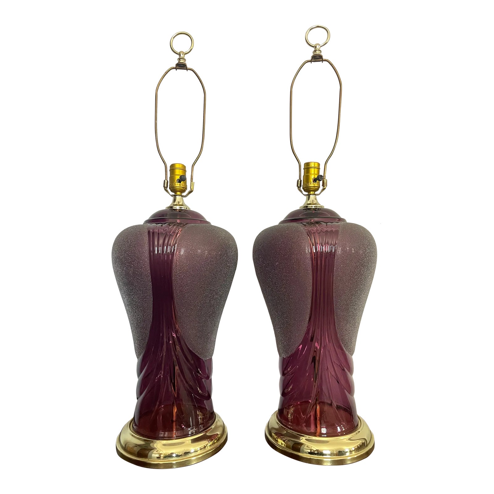 Vintage Heyco Art Deco Amethyst Table Lamps - a Pair | Chairish