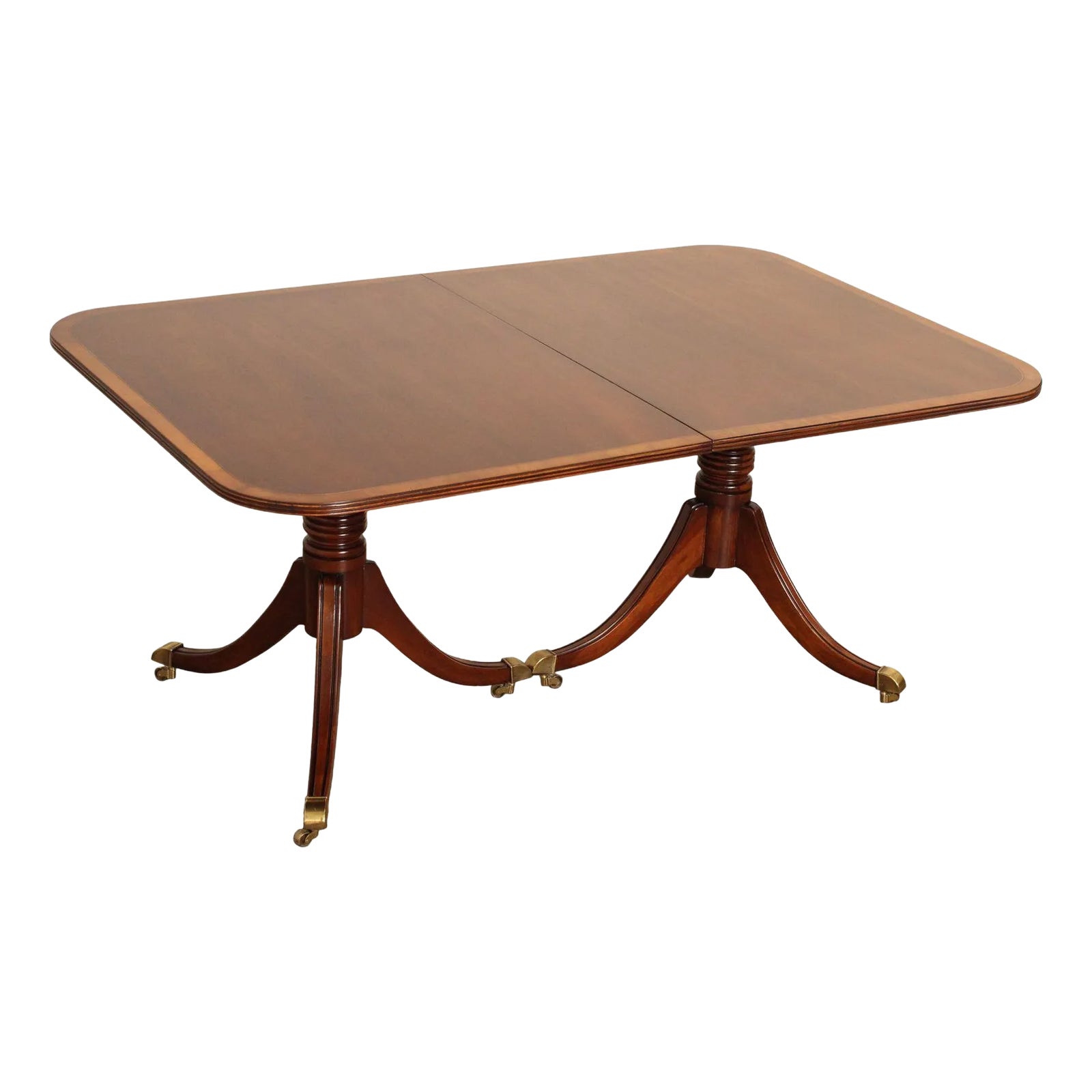 English Regency Style Mahogany Expandable Pedestal Dining Table | Chairish