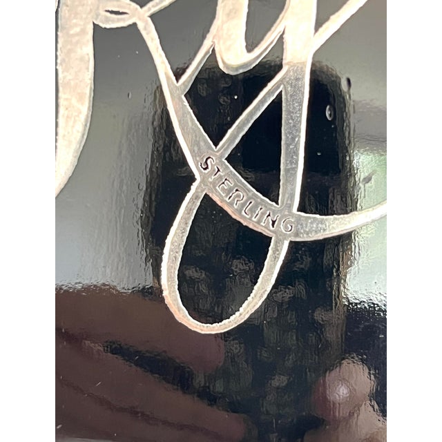 1920s Pinched Glass Rye Decanter, Sterling Silver and Black Art Glass ...