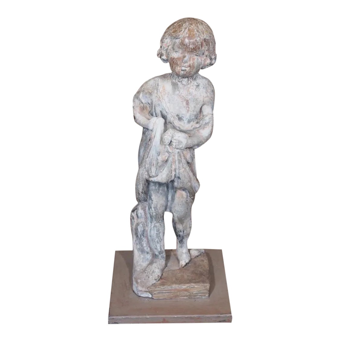 19th Century French Lead Statue of a Young Girl | Chairish