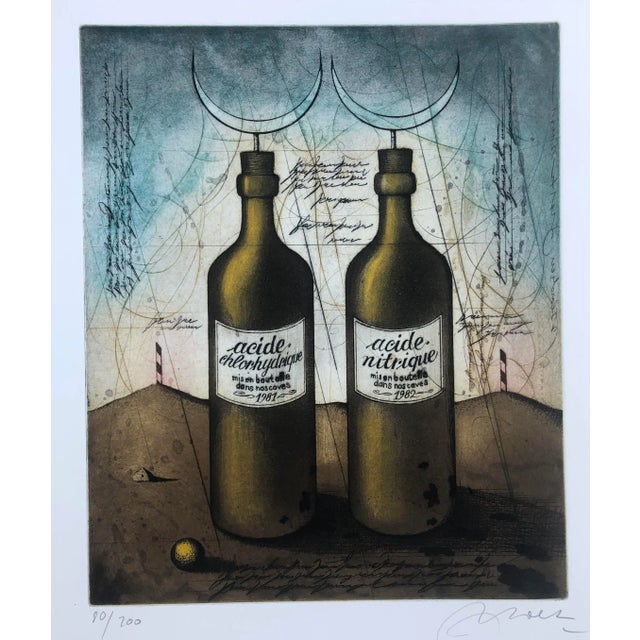 French 1970s Modern Still Life Etching | Chairish