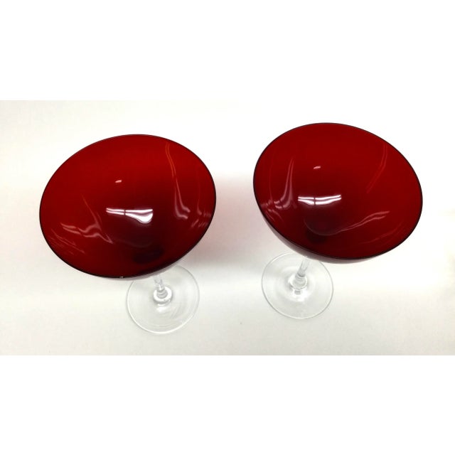Vintage Ruby Red Crystal Martini Cosmo Manhattan Stemware a Pair | Chairish