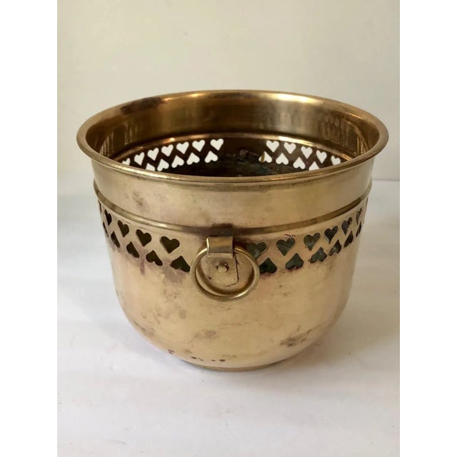 Vintage Brass Cachepot With Handles and Decorative Heart Pierced Cutout ...