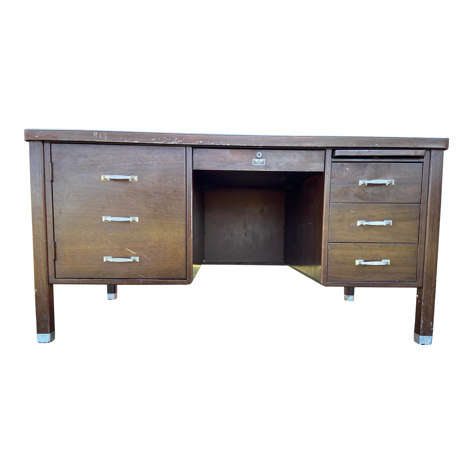 1940s The General Fireproofing Company Vintage Metal Tanker Desk | Chairish