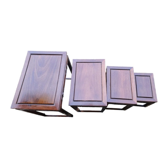 Vintage Rosewood Asian Chinese Nesting Tables - Set of 4 | Chairish