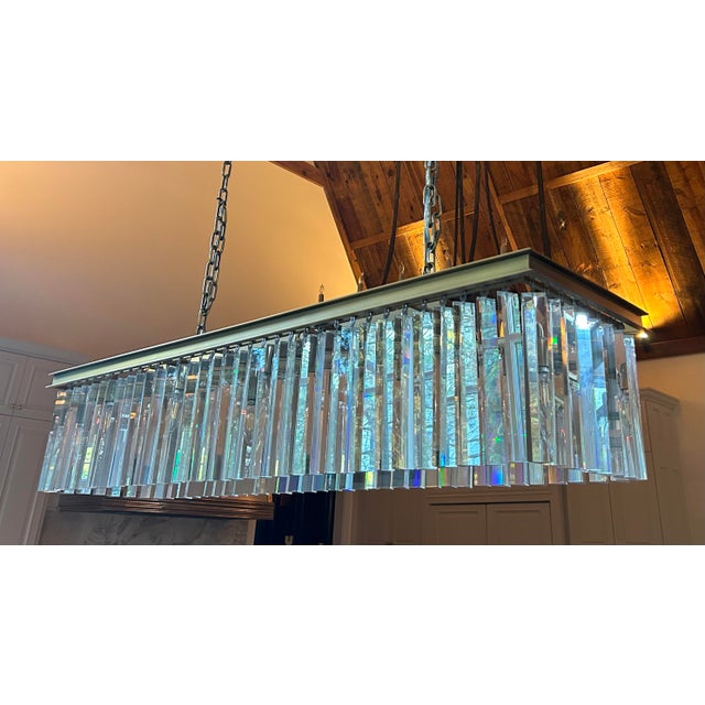 21st Century Rectangular Prismatic Crystal Rod Chandelier | Chairish