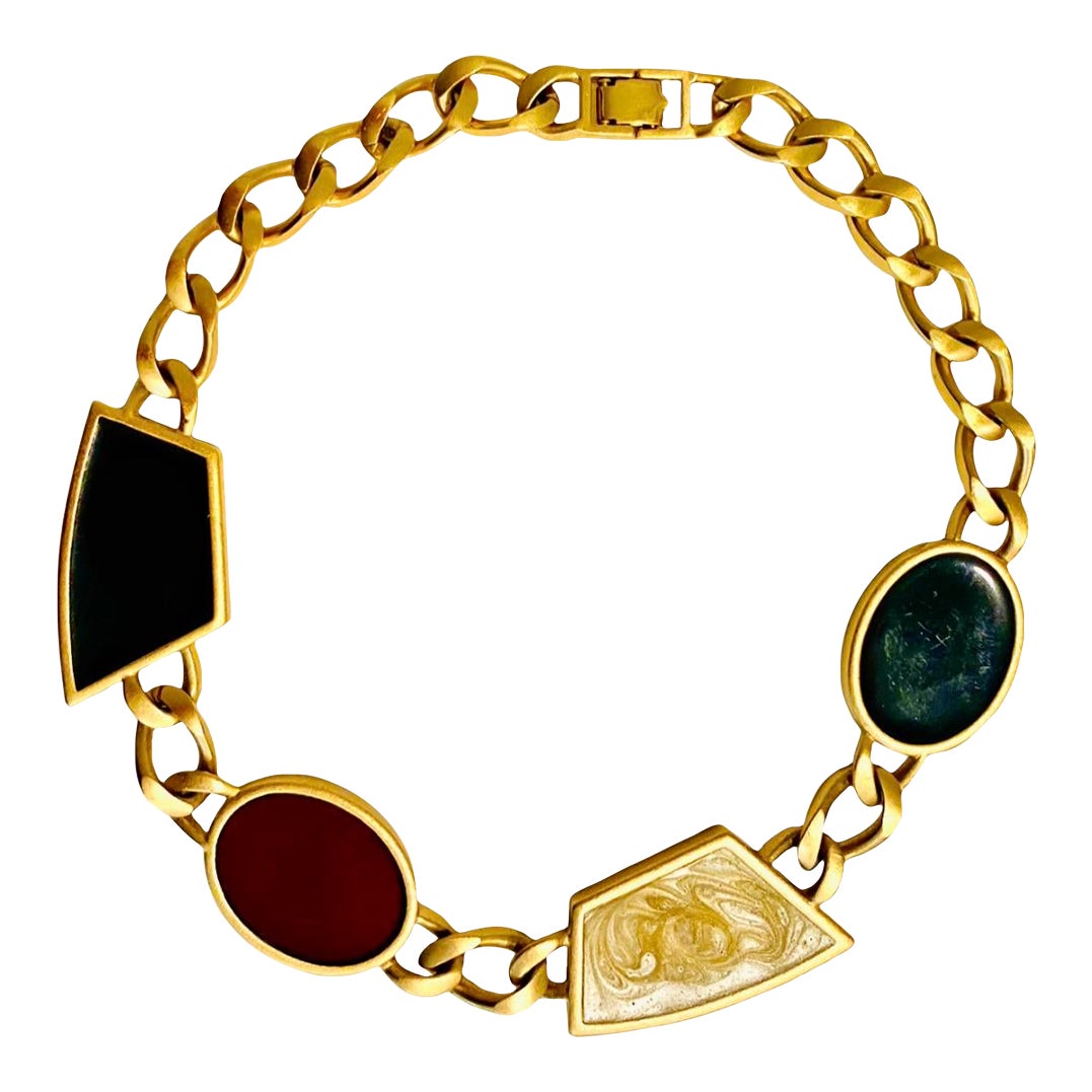 1980s Monet Modernist Enamel Necklace | Chairish