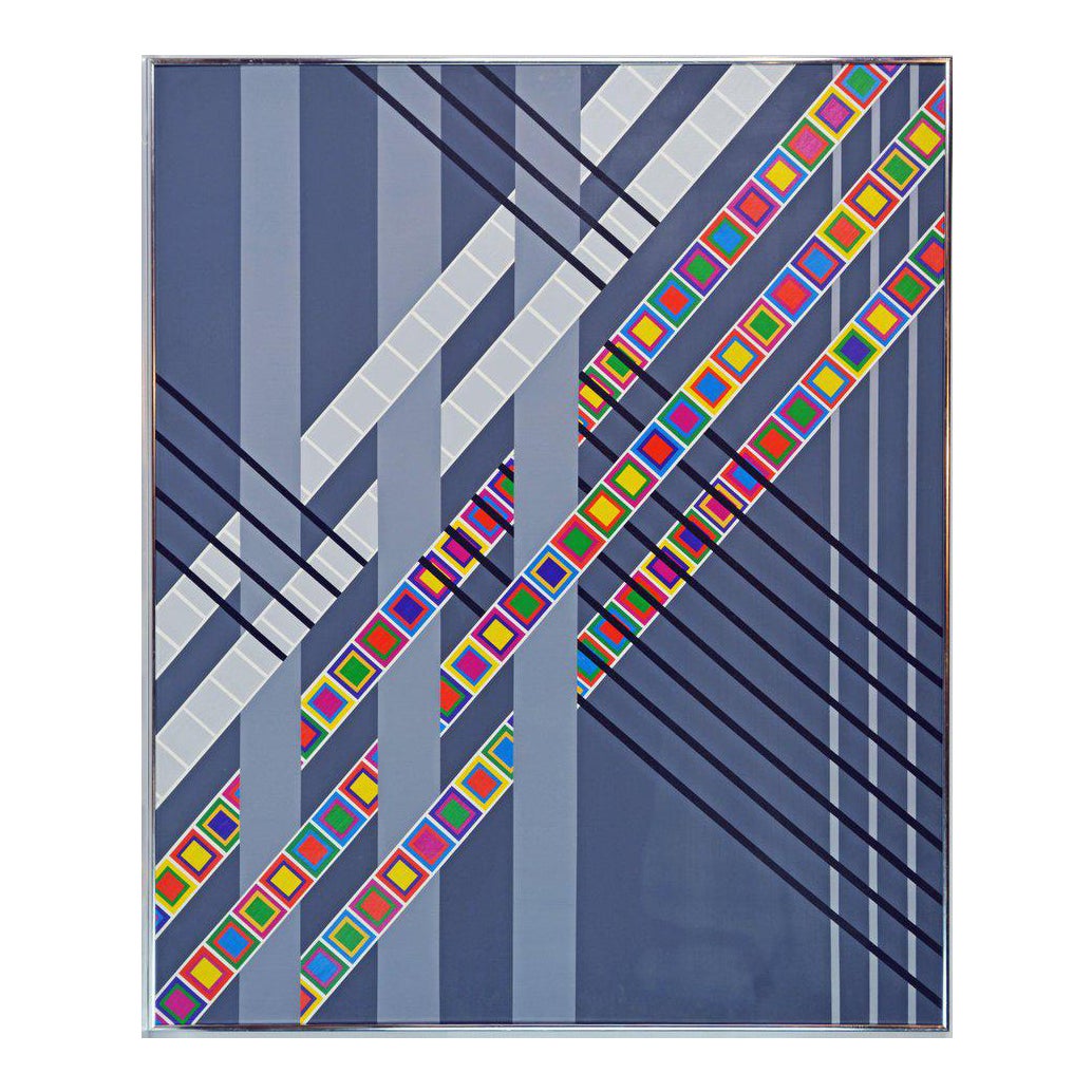 Mid-Century Modern Large Abstract Painting by Madeline Weiss, Palm ...