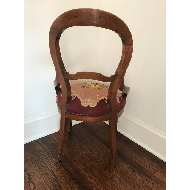 Victorian Rococo Antique Balloon Back Parlor Chair With Mauve Botanical ...