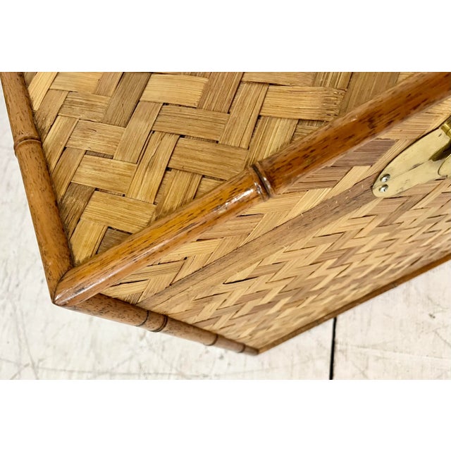 Vintage Faux Bamboo Woven Rattan Chest Trunk | Chairish