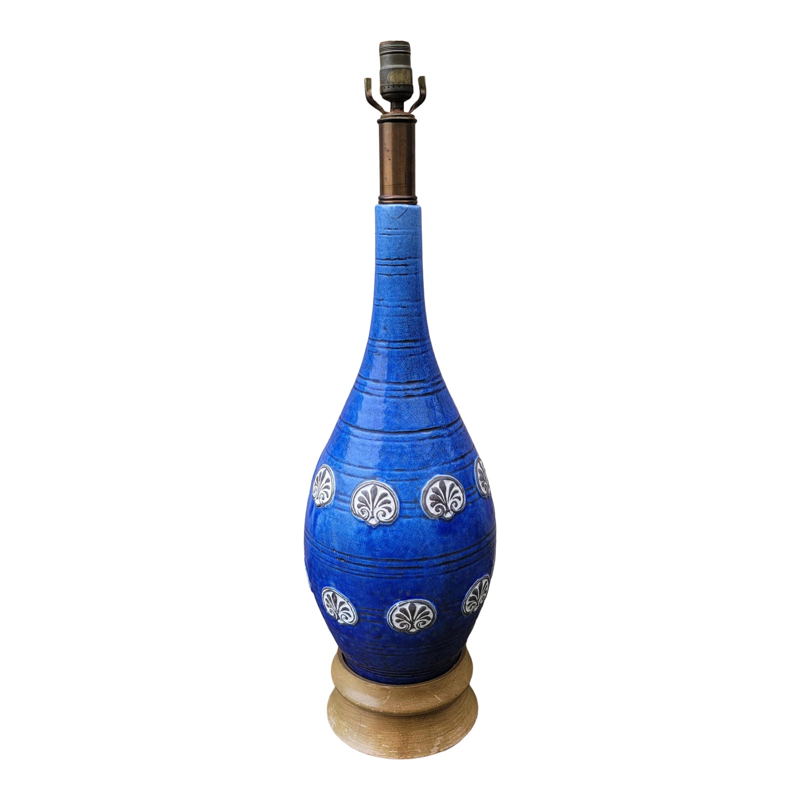 Vintage Mid-Century Modern Cobalt Blue Ceramic Lamp | Chairish