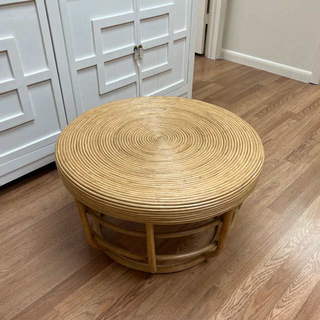 Pencil Reed and Rattan Coffee Table | Chairish