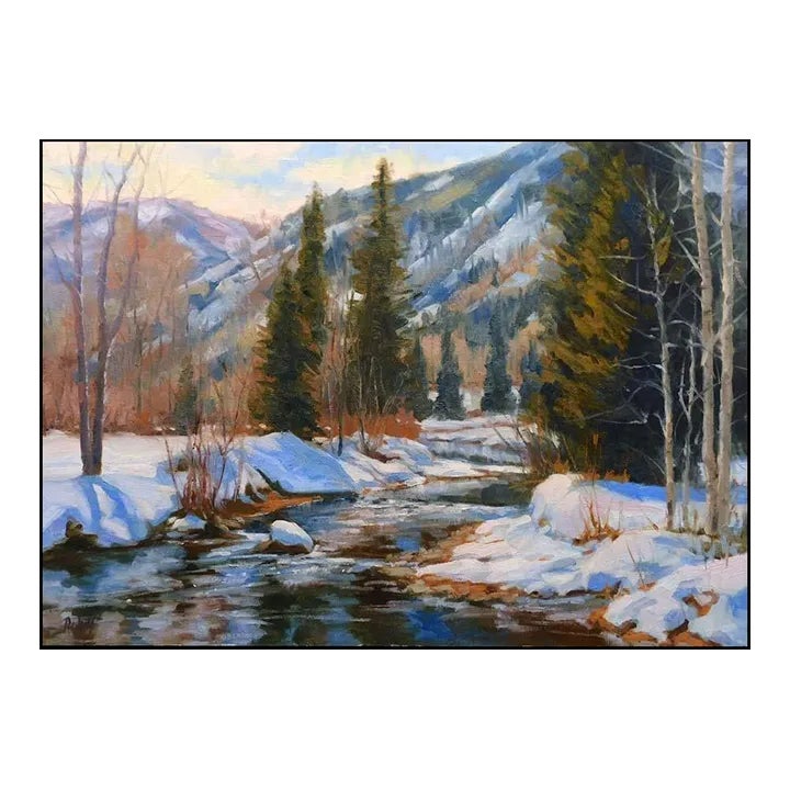 Robert Bob Rohm "Roaring Fork River Winter" Original Oil Landscape ...