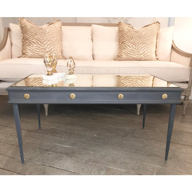 Zinc Finish and Brass Medallion Coffee Table | Chairish