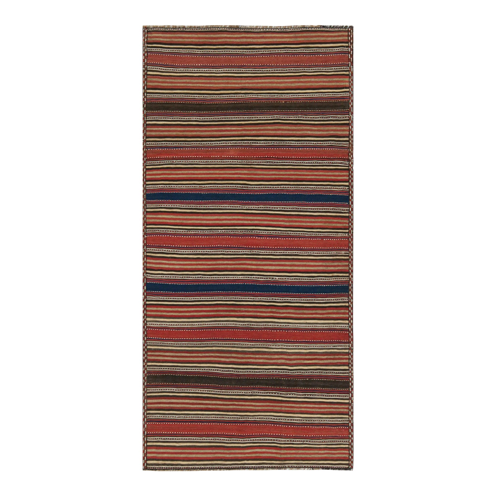 1950s Vintage Quchan Persian Kilim in Polychromatic Stripes by Rug ...