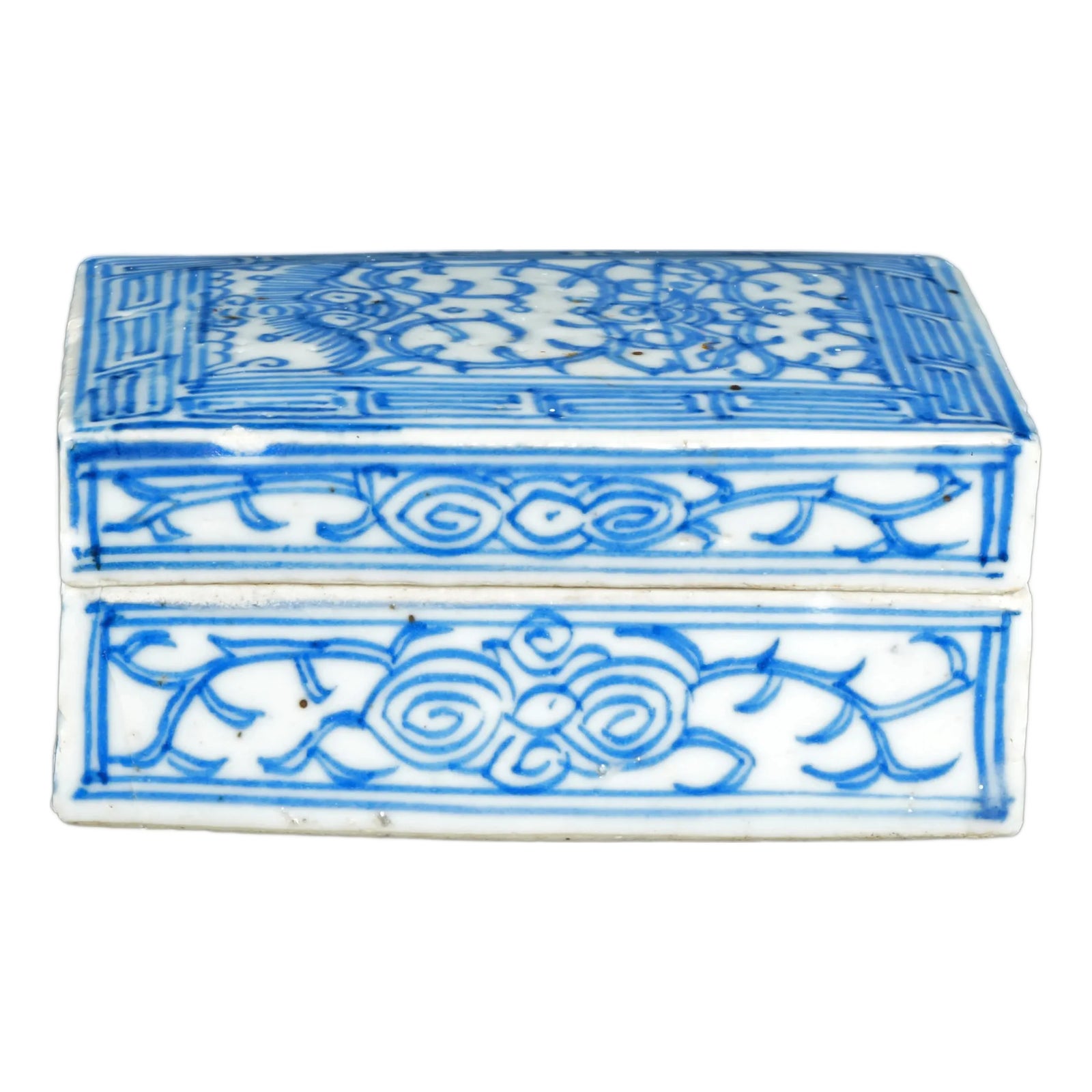Chinese Porcelain Blue White Box With Lotus Scrolling 19th Century ...