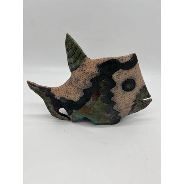 Vintage Studio Art Pottery Fish Sculpture Signed S. Dewitt | Chairish