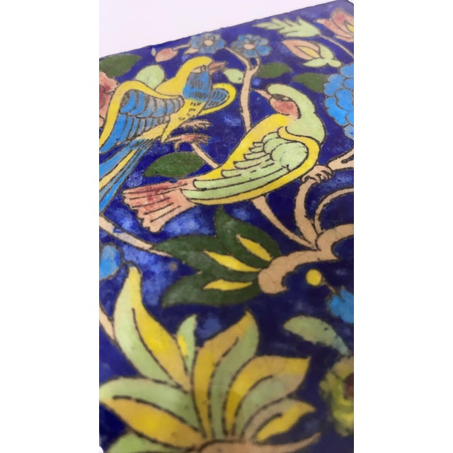 Hand Painted and Glazed Love Bird -Style Persian Ceramic Tile | Chairish