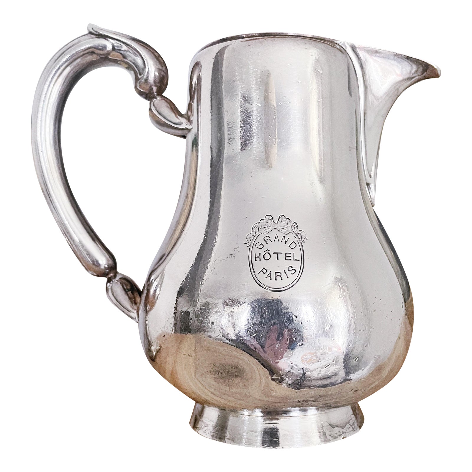 Antique Christofle Silver Milk Pitcher From Grand Hotel Paris | Chairish