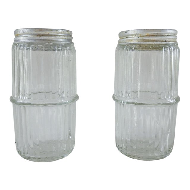 Vintage Hoosier Ribbed Glass Shakers - a Pair | Chairish