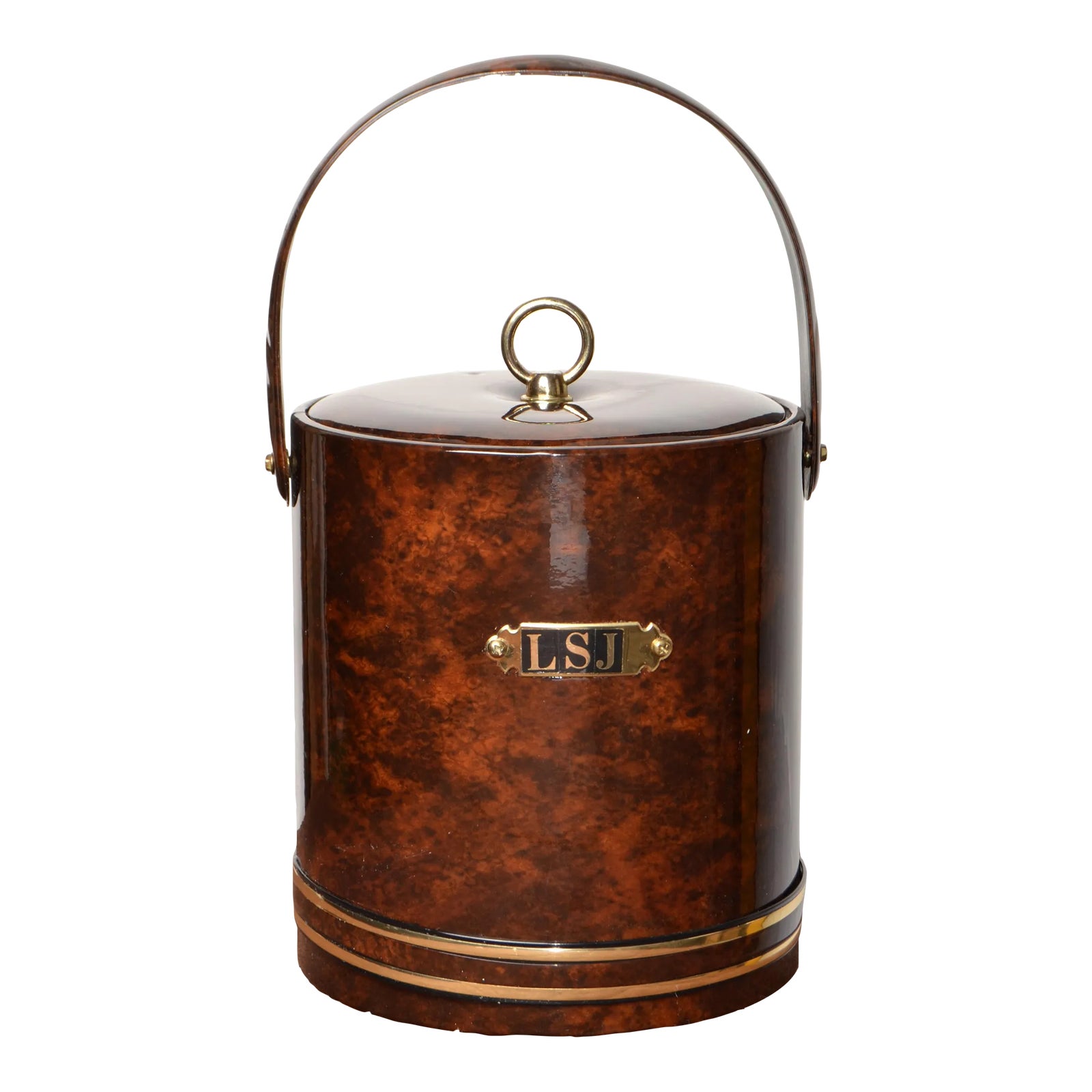 1970s Georges Briard Gold Brown Vinyl Tortoise Shell Pattern Ice Bucket ...