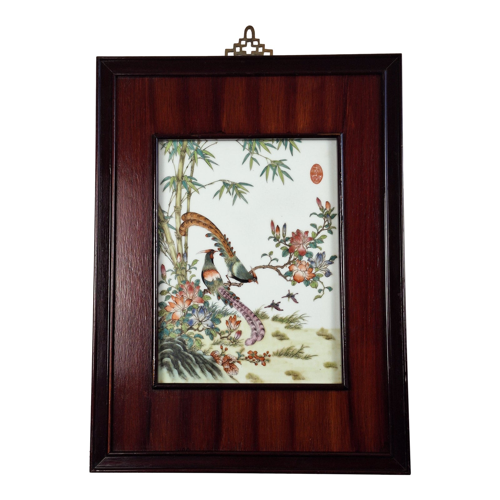 Chinese Porcelain Huaniao Plaque | Chairish