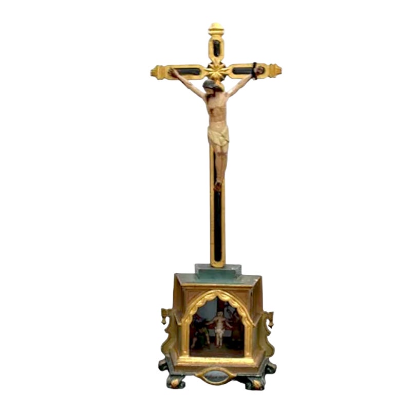 Antique Chapel Table Crucifix Depicting Calvary of Jesus, 19th Century ...