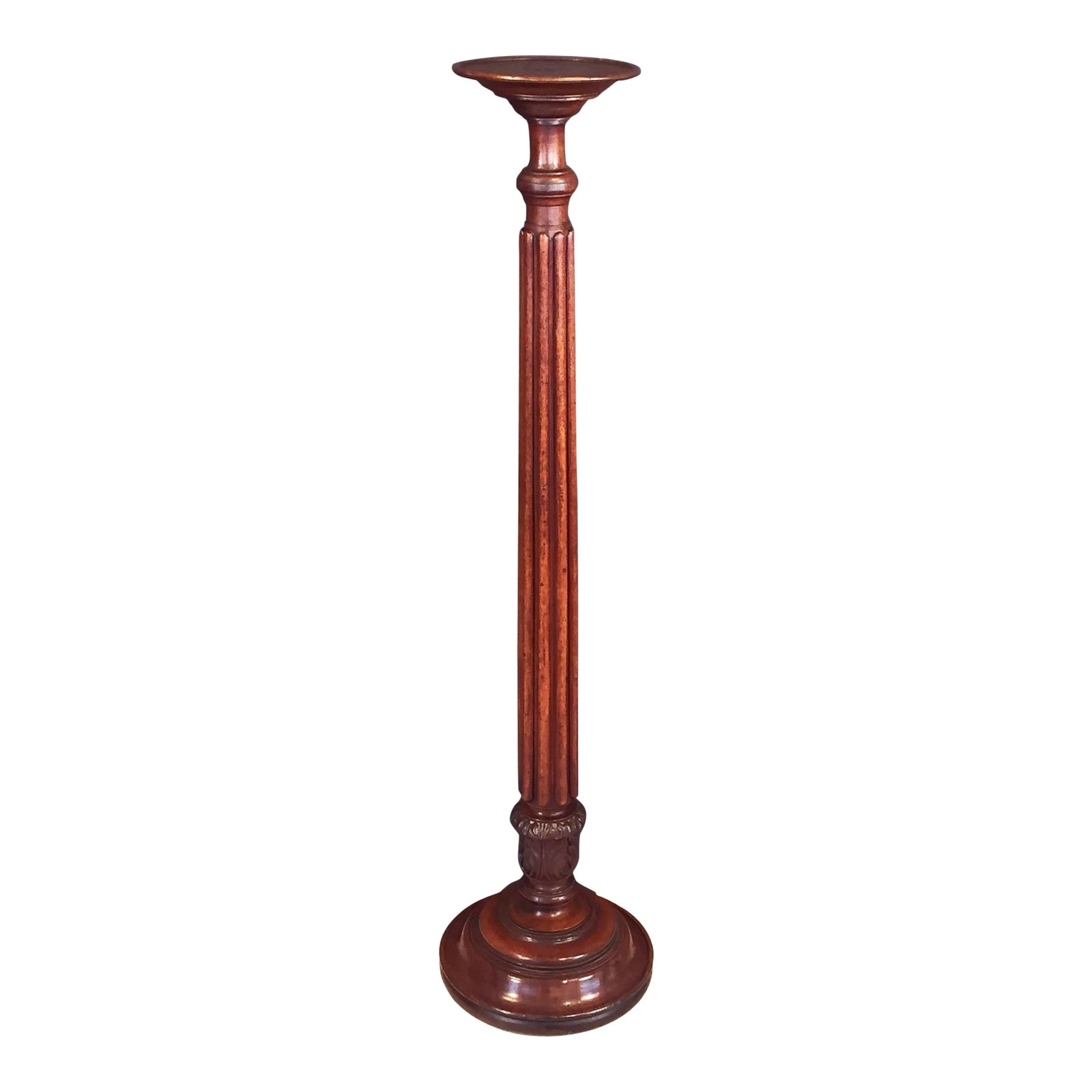 English Torchere of Turned Mahogany | Chairish