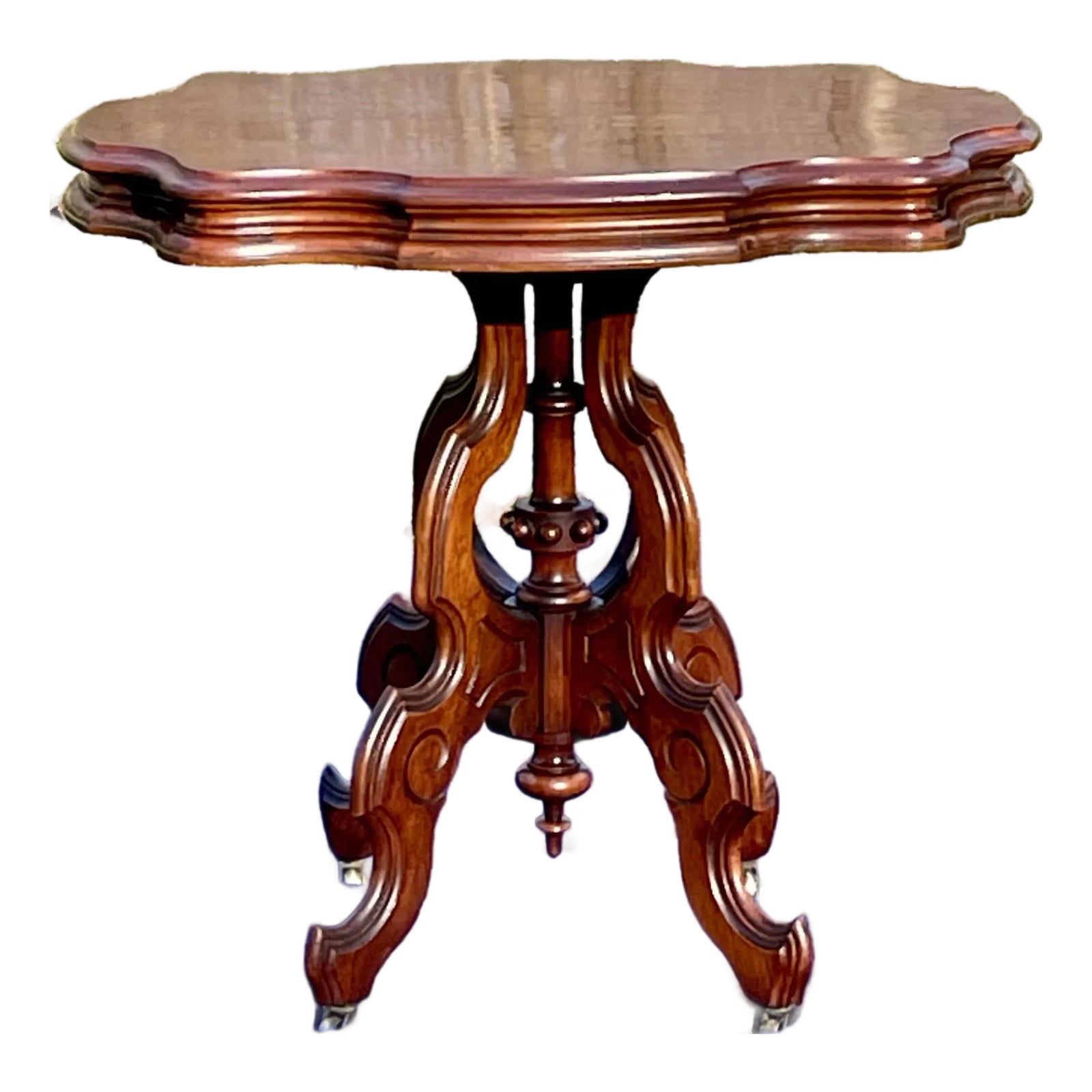 Antique Victorian Turtle Top Parlor Table | Chairish