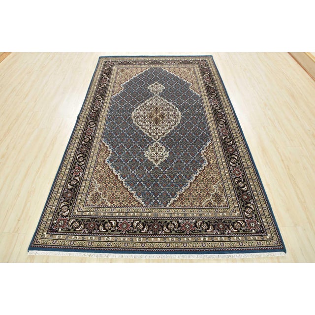 Fine Oriental Rug 5’10” X 8’10” Blue Wool Traditional Hand-Knotted ...