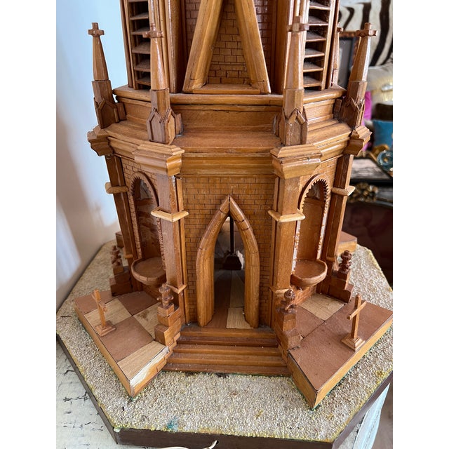 19th Century French Gothic Revival Hand Carved Cathedral Model | Chairish