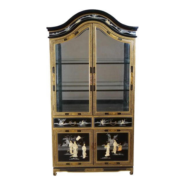 Black lacquer curio cabinet store
