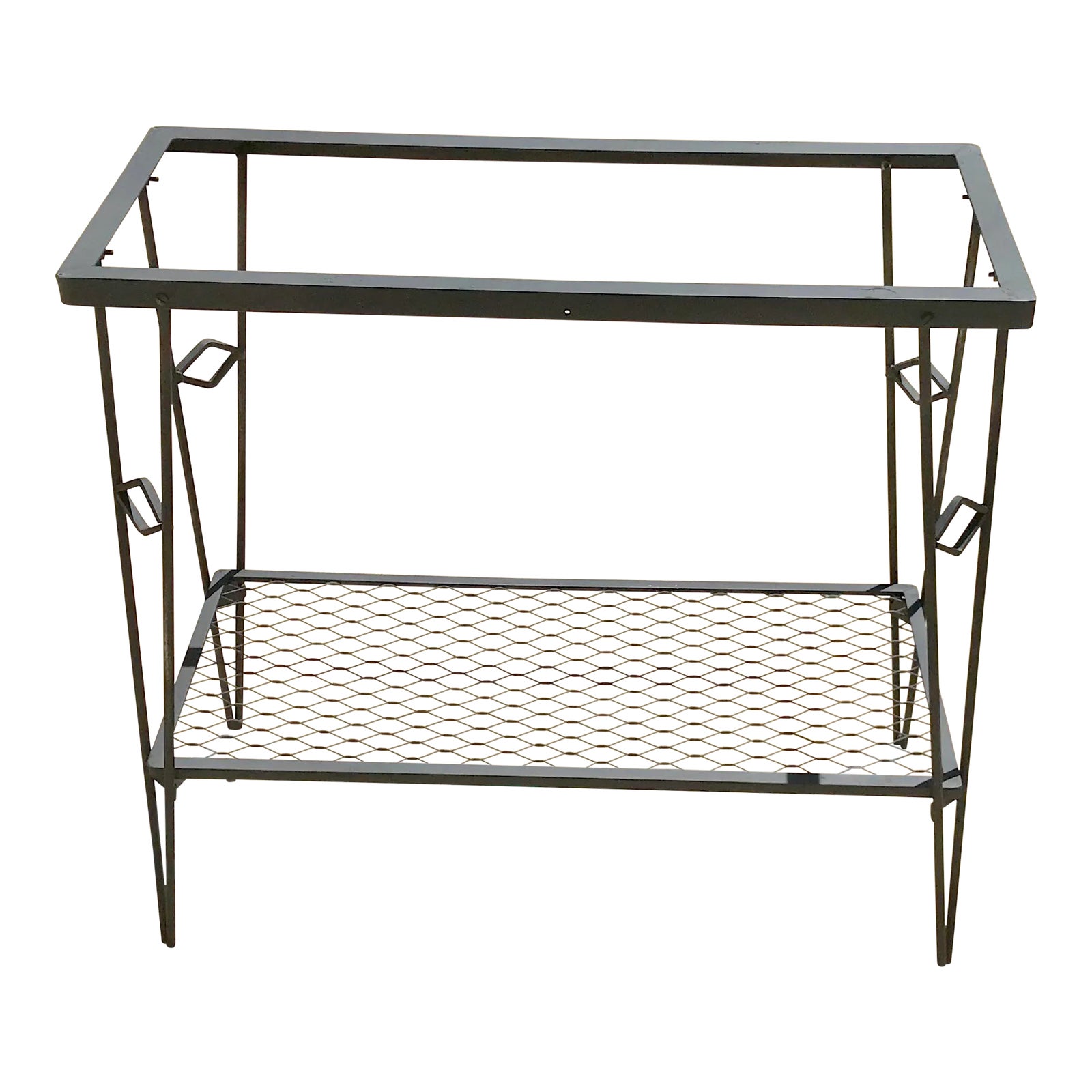 Mid Century Modern Black Iron Plant Stand | Chairish