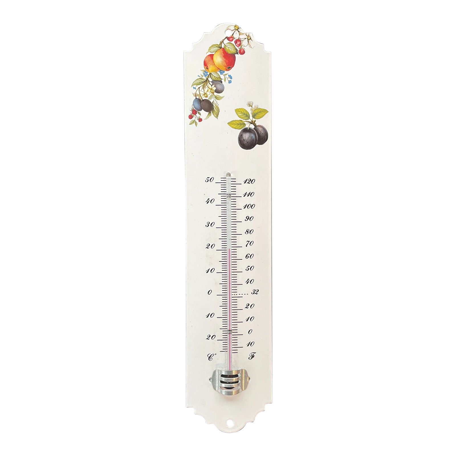 French Thermometer Enameled Metal With Fruit Motif | Chairish