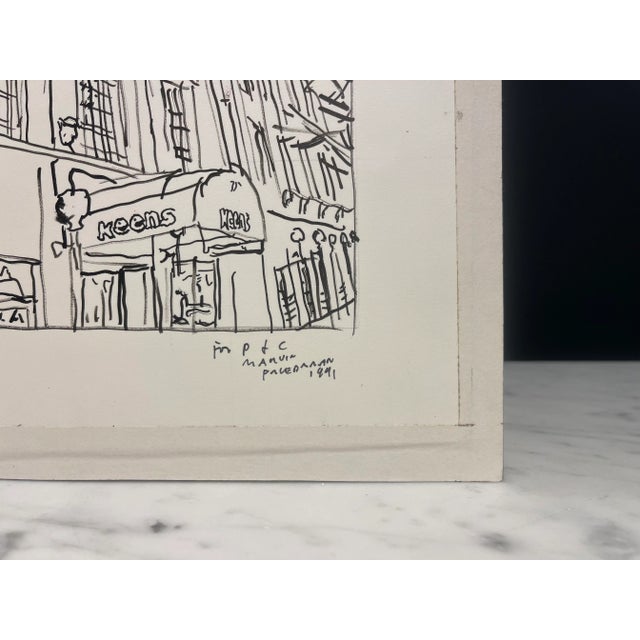 1990's, Pen & Ink Drawing, 'Keen's Steakhouse' (Nyc) by Marvin Friedman ...