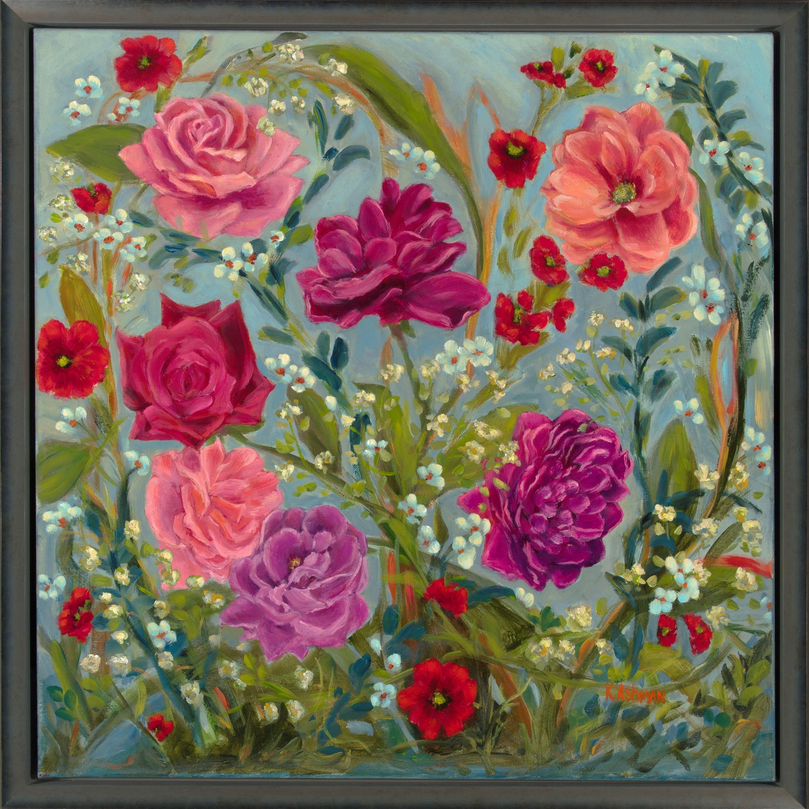 Tuscan Roses Painting, Garden of the Gladdened Heart Original ...