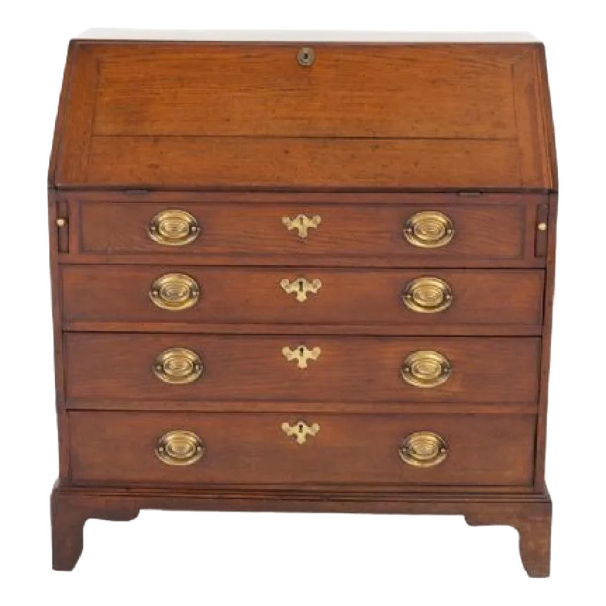 Georigian Elm Secretary with Drawers | Chairish