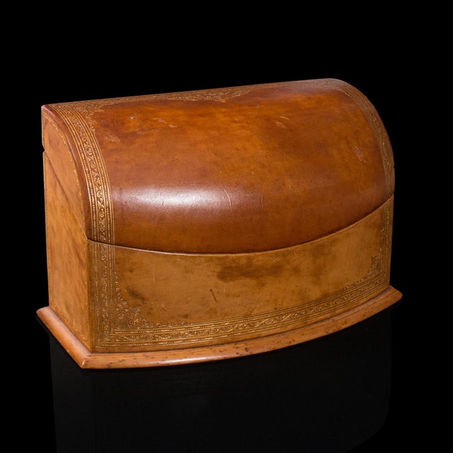 1930s Vintage English Leather Asprey of London Writing Desk Set | Chairish