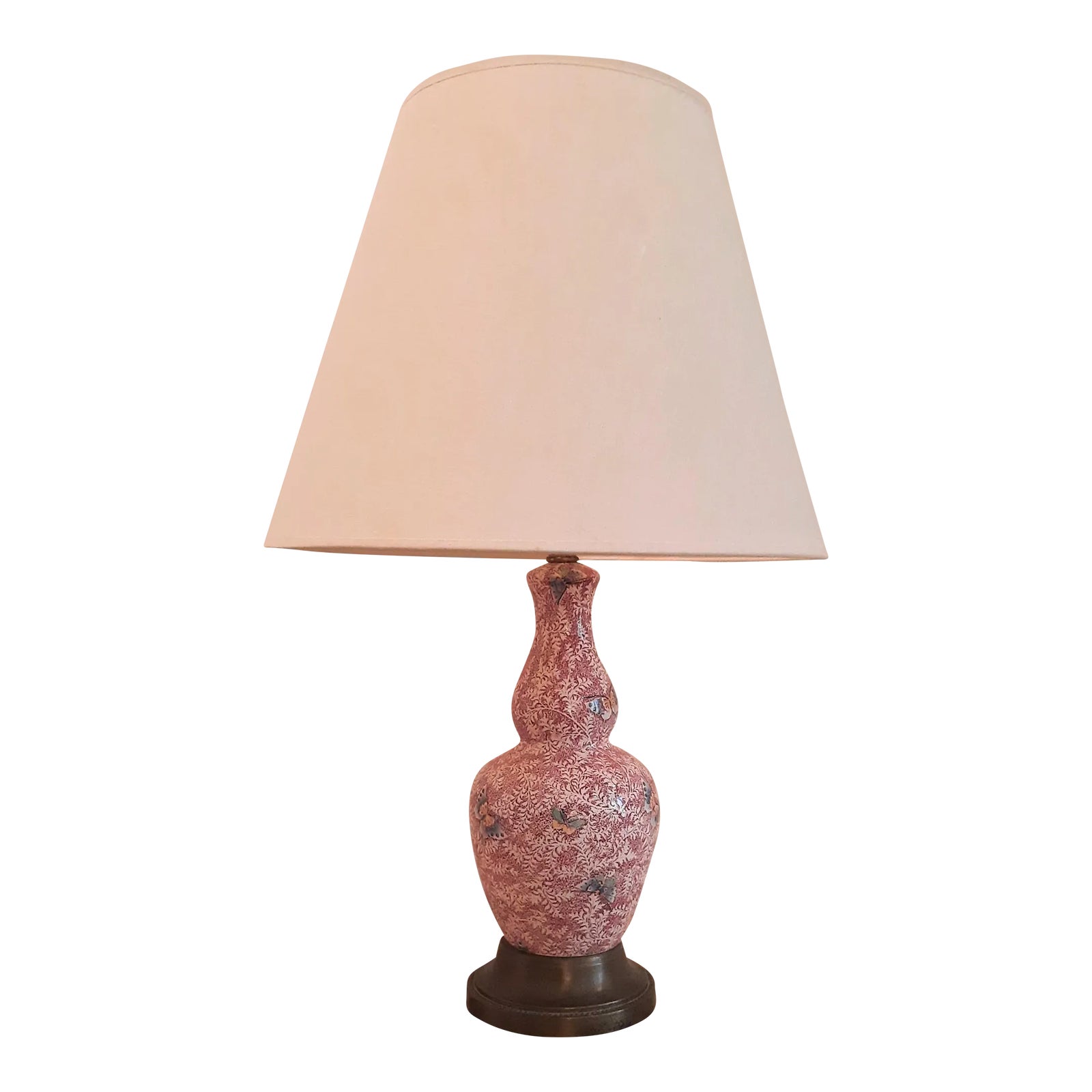 Vintage Royal Winton Fernese Pink Chintz Butterfly Lamp | Chairish