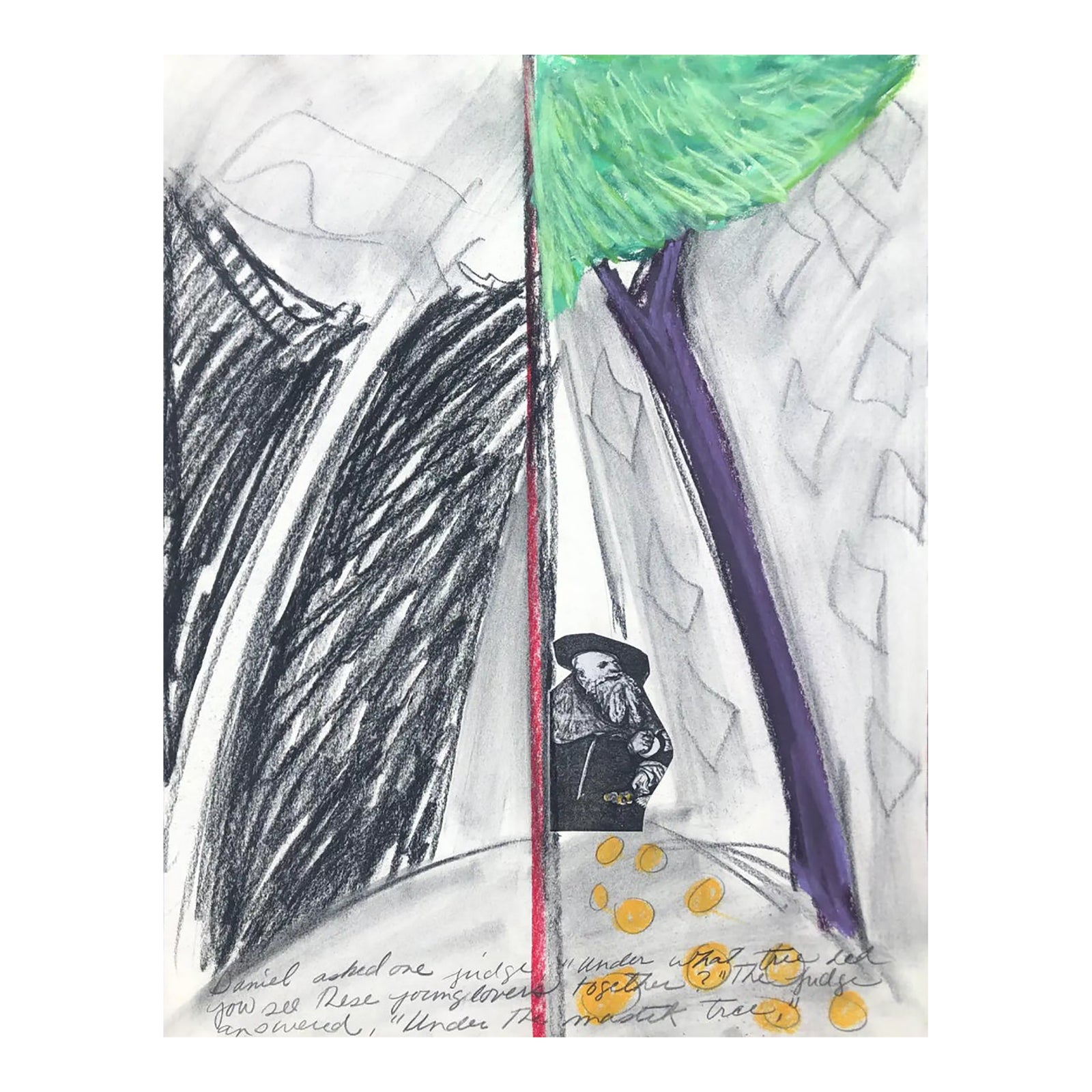 1980 Adrienne Anderson Book of Daniel Pastel and Collage | Chairish