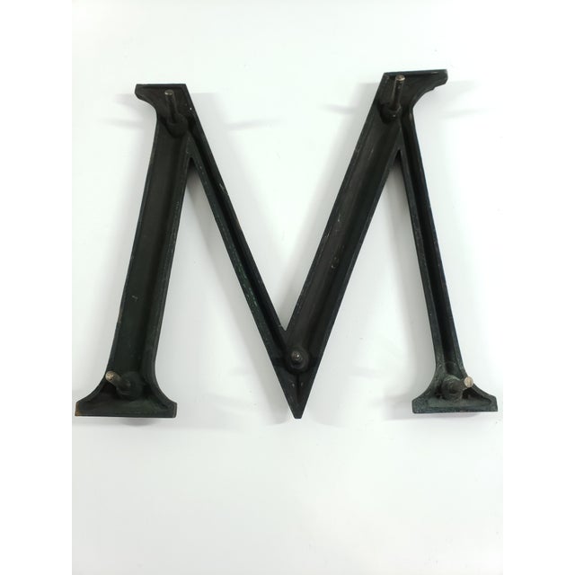 Antique Beveled Edge Cast Aluminum Store Sign Letter M Monogram Initial ...