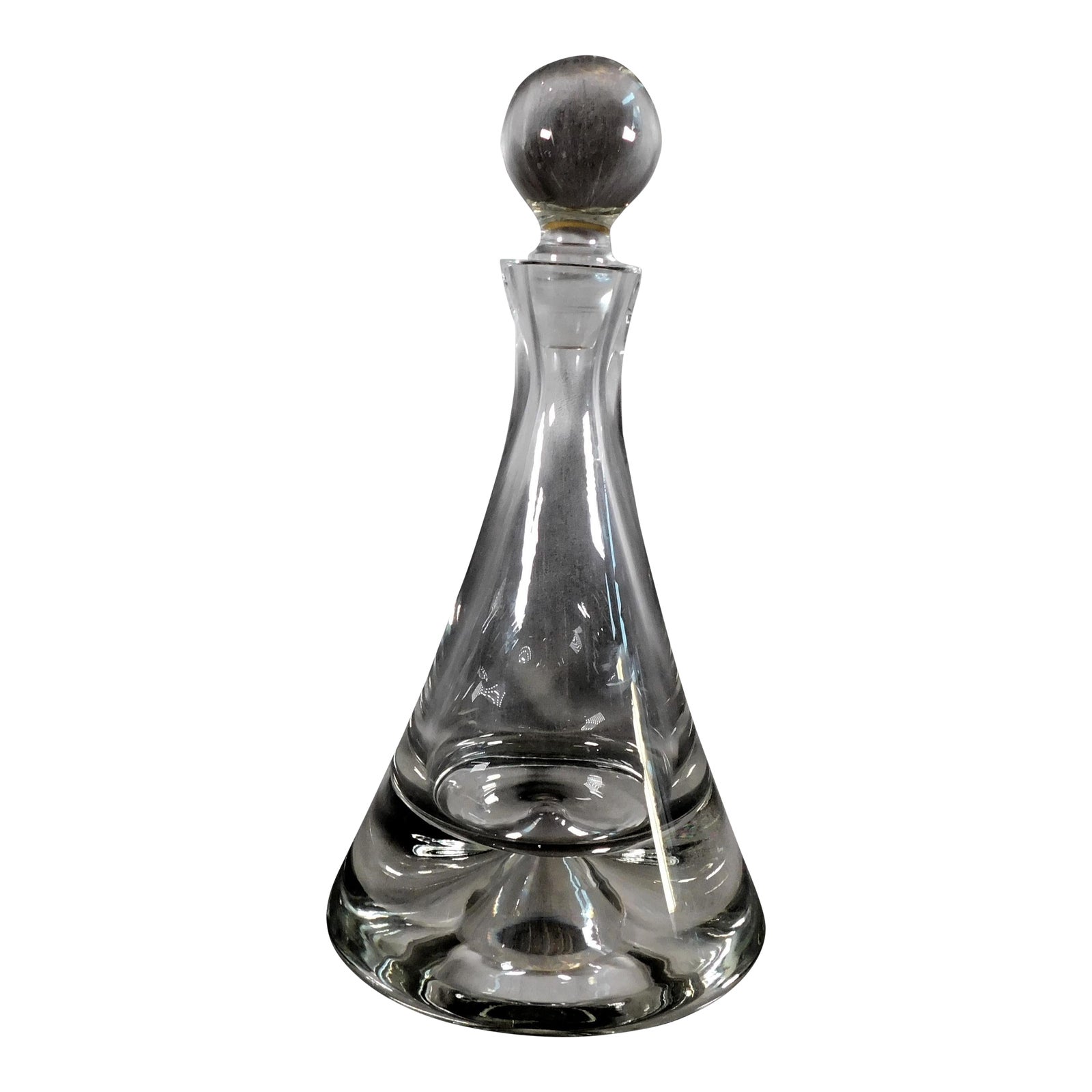 Large 1930s Cone Shaped Crystal Decanter With Solid Base | Chairish