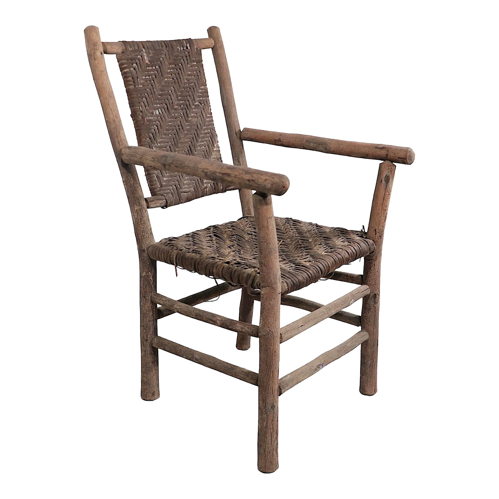 Vintage Rustic Adirondack Old Hickory Style Arm Chair | Chairish