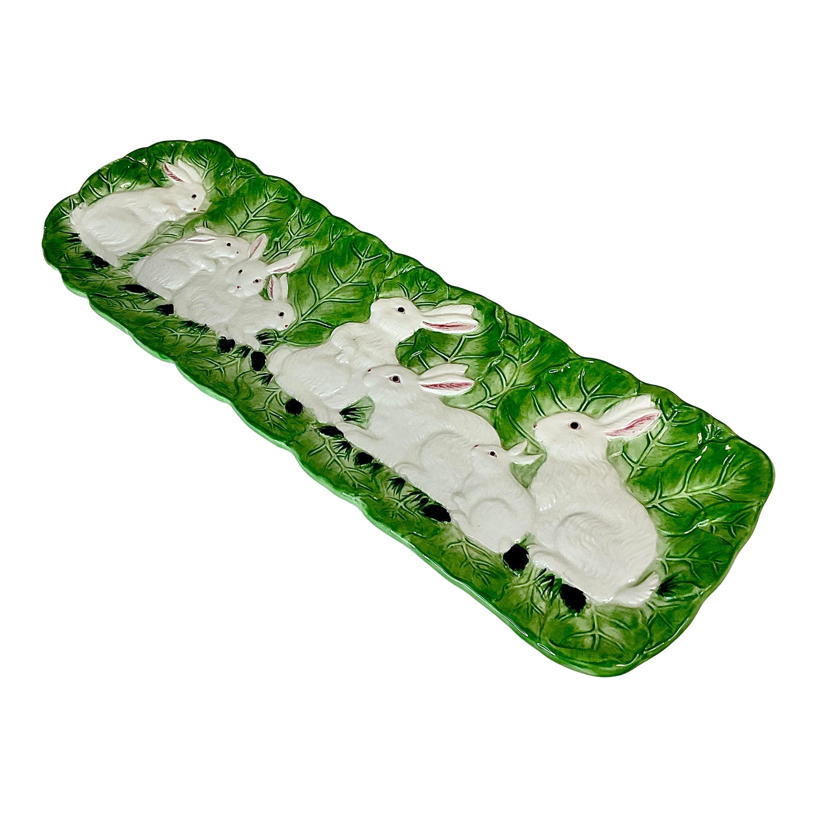 1970s Whimsical Hollywood Regency Long Platter Tray With 8 Bunnies ...